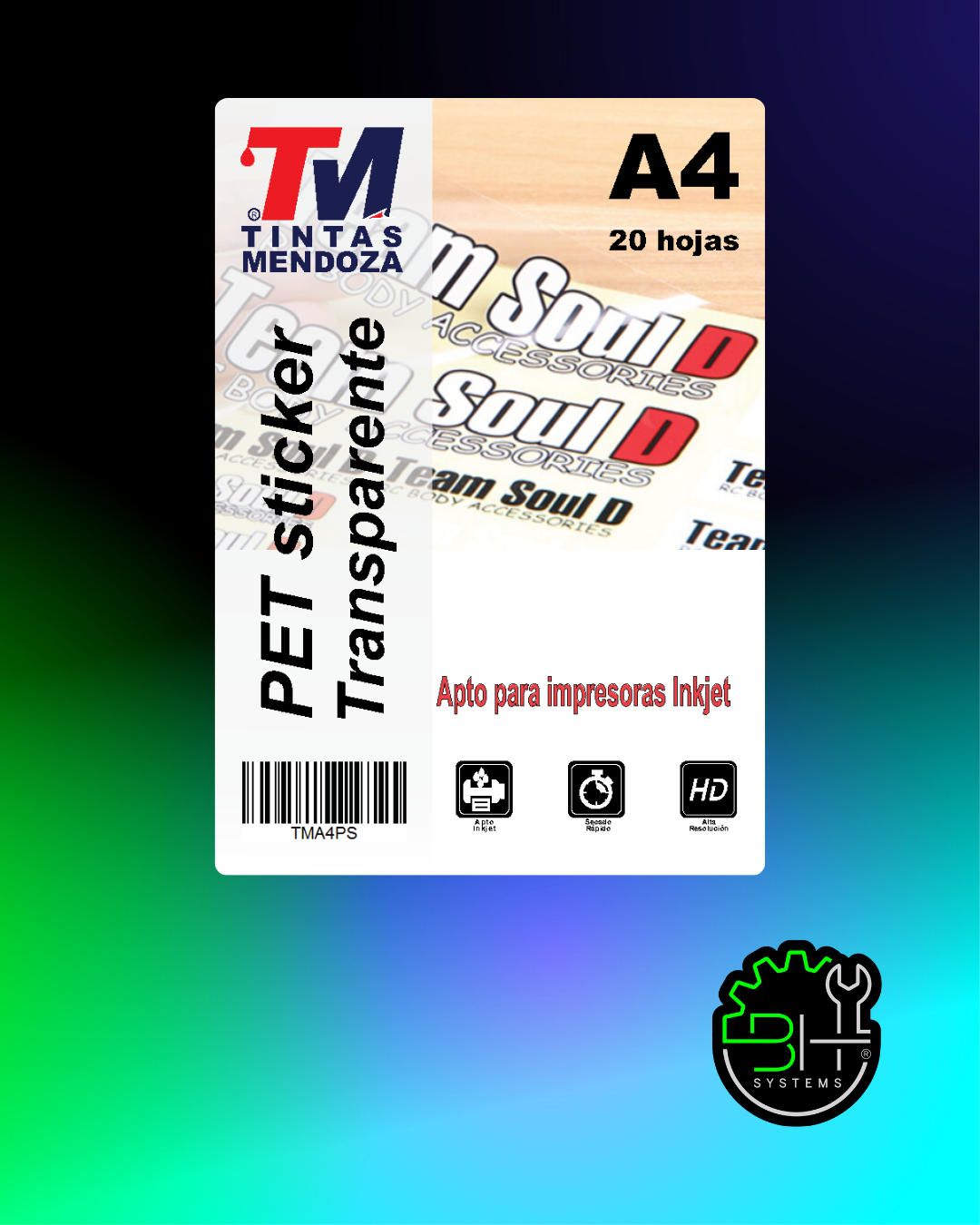 Polipropileno Autoadhesivo Transparente Sticker A4 x 20 hjs - BH SYSTEMS