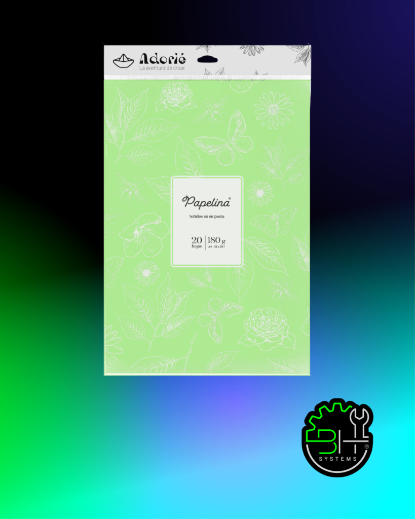 Papelina Verde Fluor Adorié 180grs A4 x 20Hojas - BH SYSTEMS